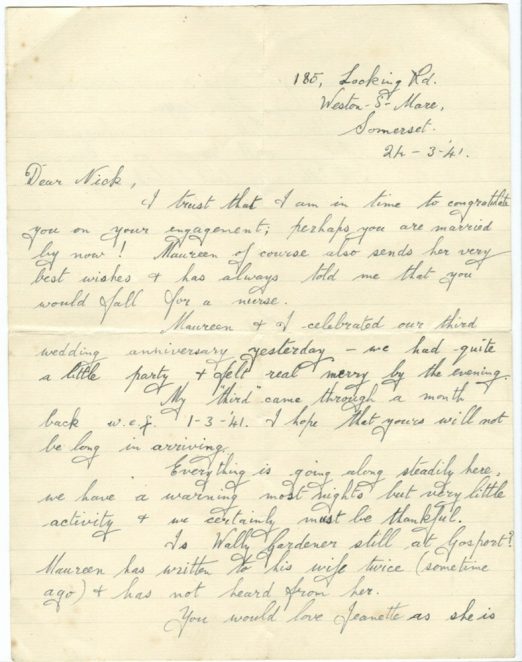 Handwritten letter to EDN from "Norman and Maureen" to congratulate the ...