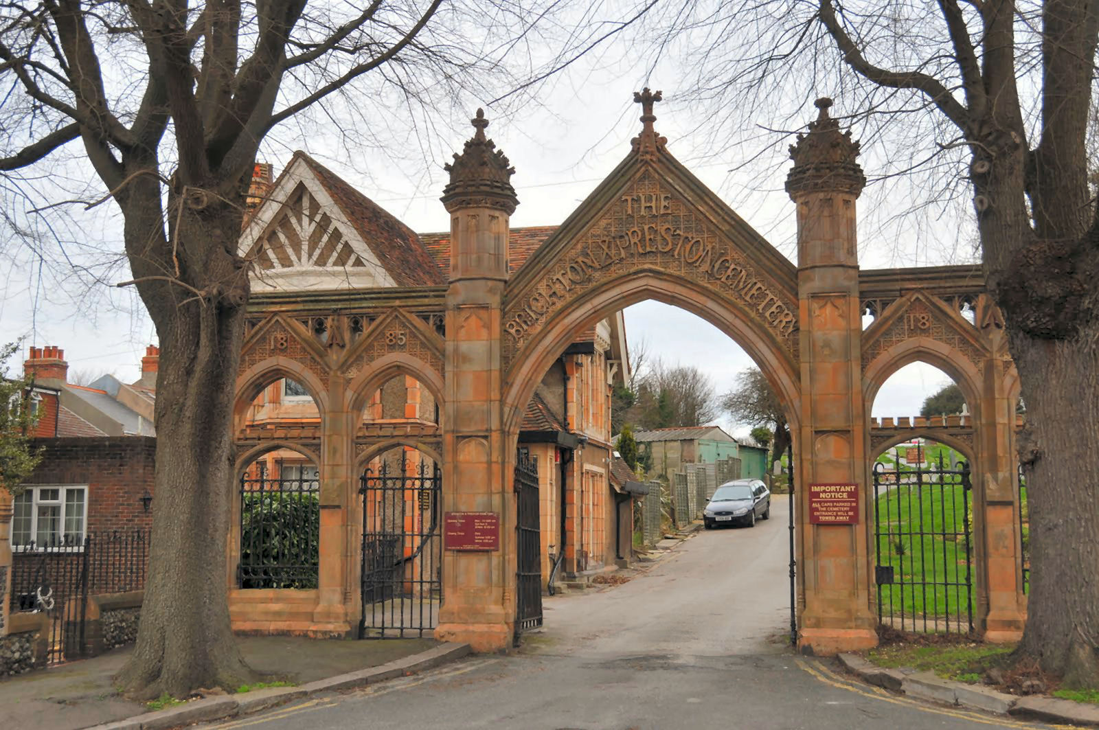 Brighton and Preston Cemetery:Entrance gates and lodge | Listed ...